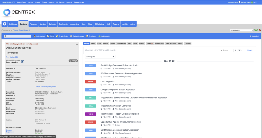 Centrex Software | Dedicated Equipment Leasing CRM Software